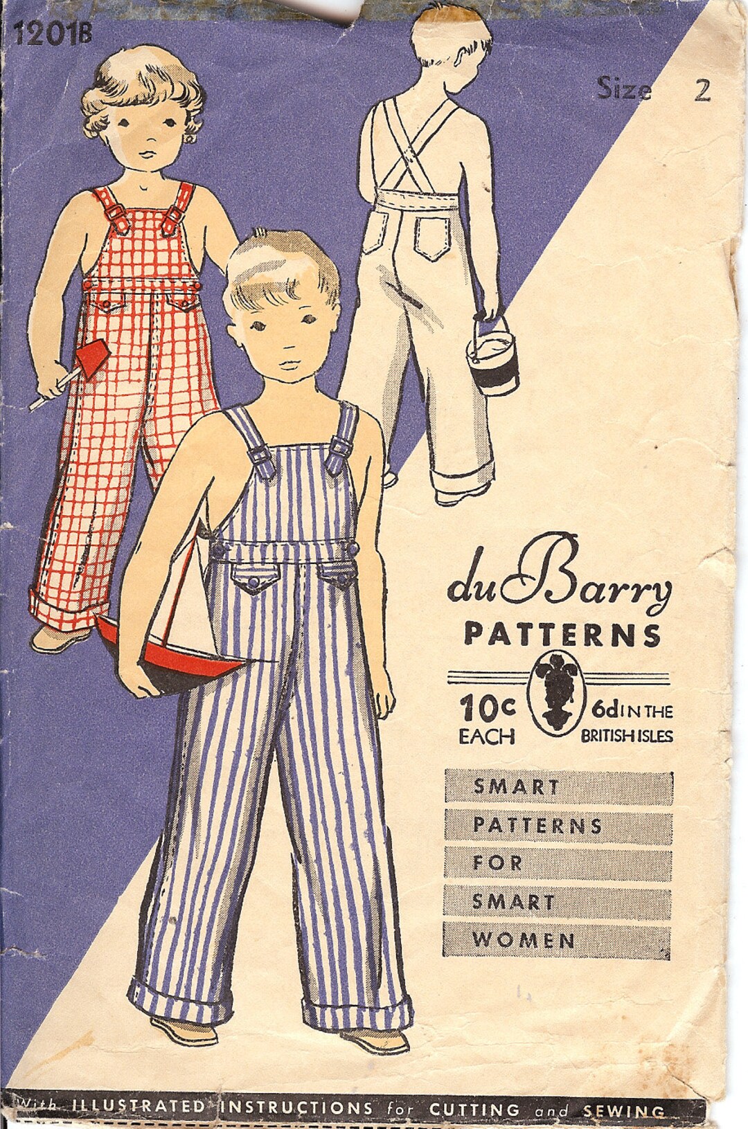 Rare Du Barry 1201B Sewing Pattern 1930's Children Overalls ID524 - Etsy
