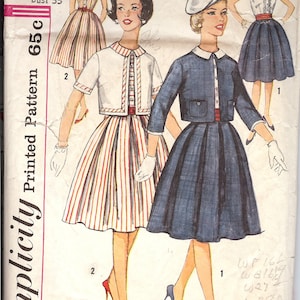 Simplicity 3823 Sewing Pattern 1940's One Piece Dress and Jacket With ...