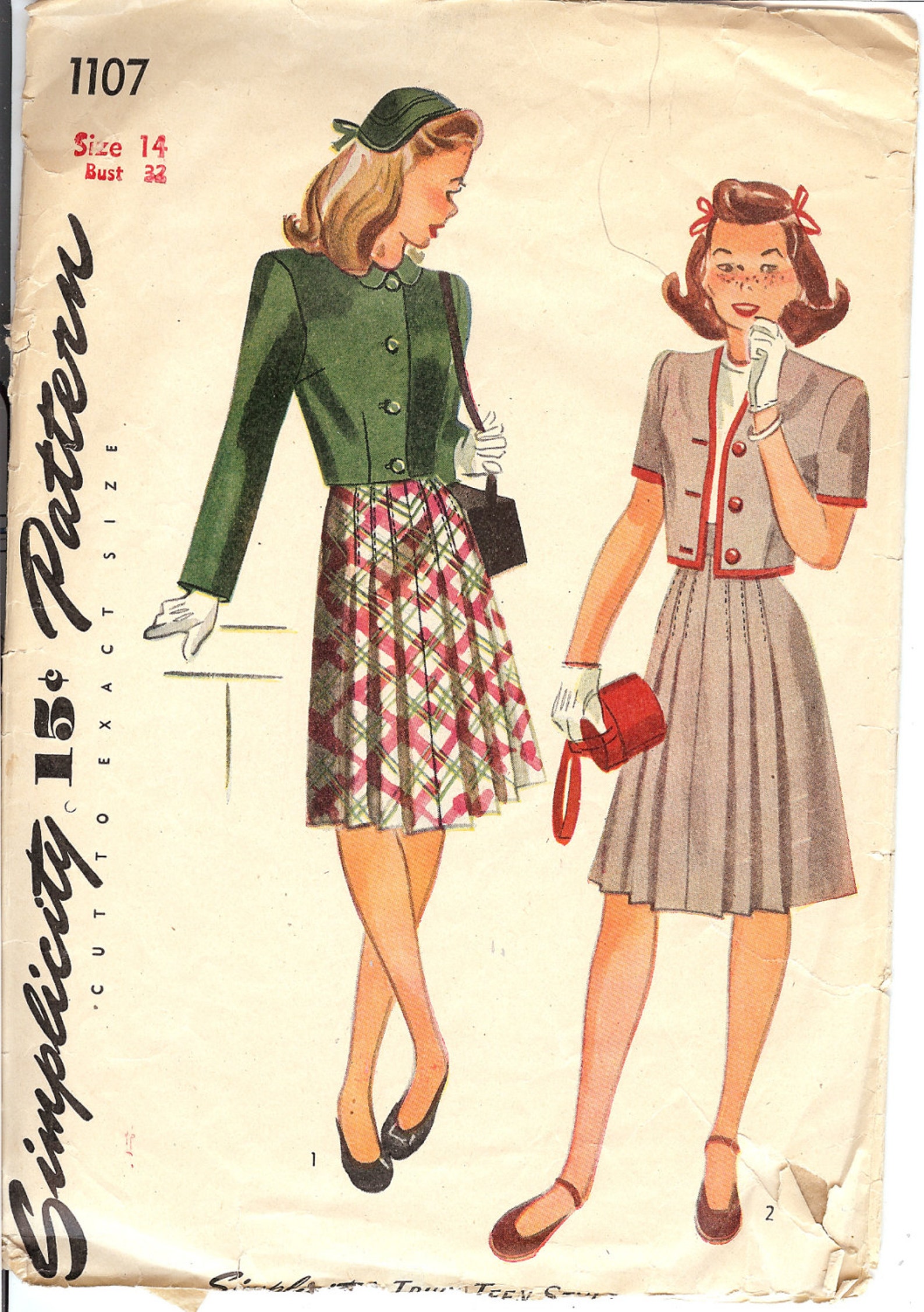 Simplicity 1107 Pattern 1944 Teen-age Bolero and Skirt ID535 - Etsy