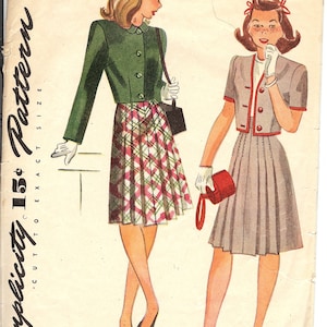 Simplicity 1107 Pattern 1944 Teen-age Bolero and Skirt ID535 - Etsy