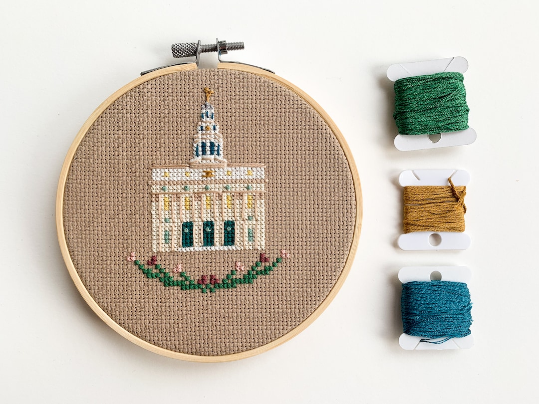 Nauvoo Illinois Temple Cross Stitch Pattern | LDS Temple Art | Modern ...