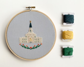 Salt Lake City Temple Cross Stitch Pattern LDS Temple Art Modern Cross ...