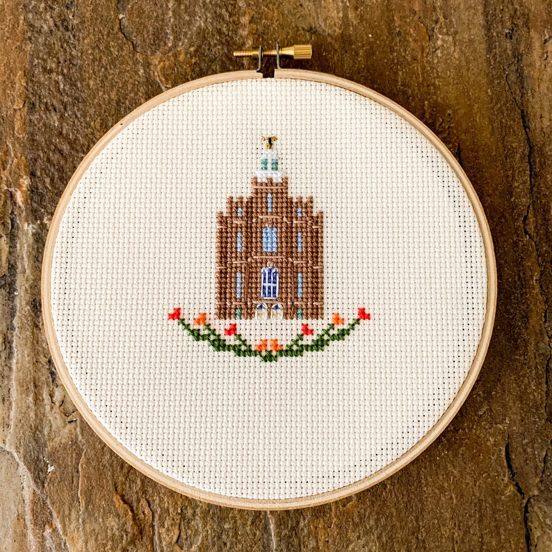 Logan Utah Temple Cross Stitch Pattern | LDS Temple Art | Modern Cross ...