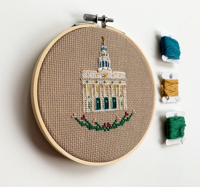 Nauvoo Illinois Temple Cross Stitch Pattern | LDS Temple Art | Modern ...