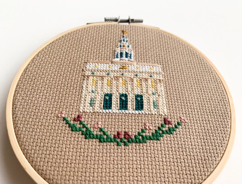 Nauvoo Illinois Temple Cross Stitch Pattern | LDS Temple Art | Modern ...