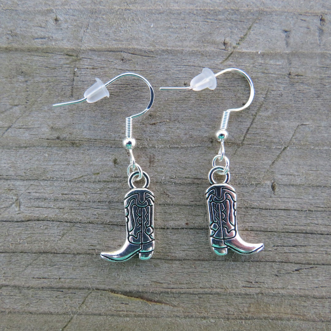 Sterling Silver Cowboy Boot Earrings, Cowboy Boot Earrings, Sterling ...