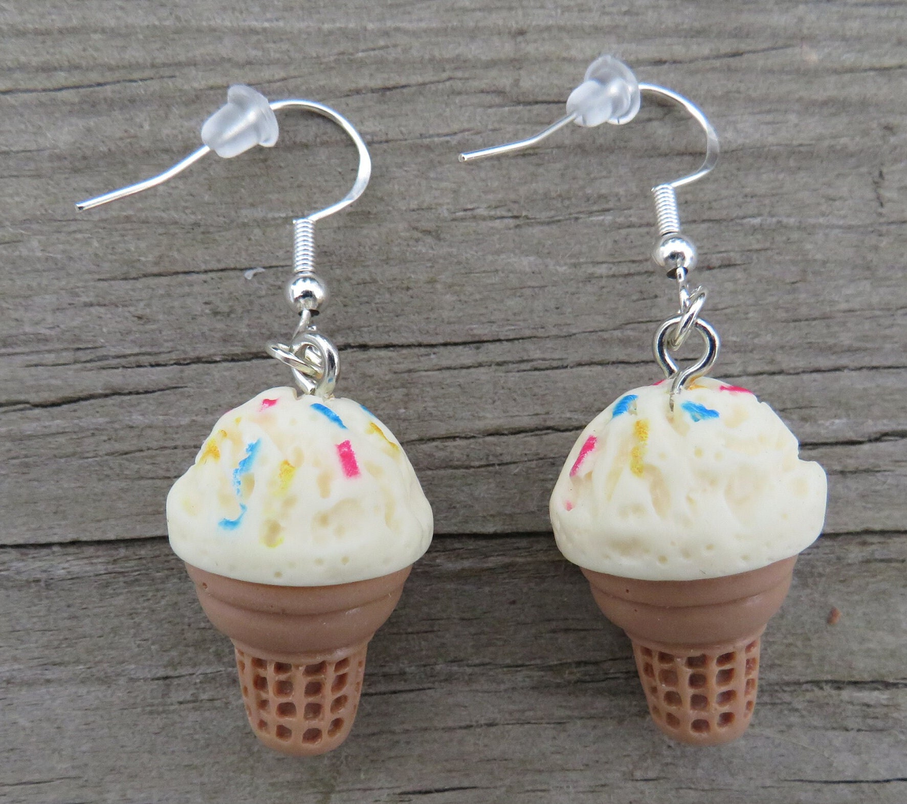 Sterling Silver Ice Cream Cone Earrings, Sterling Silver Earrings ...