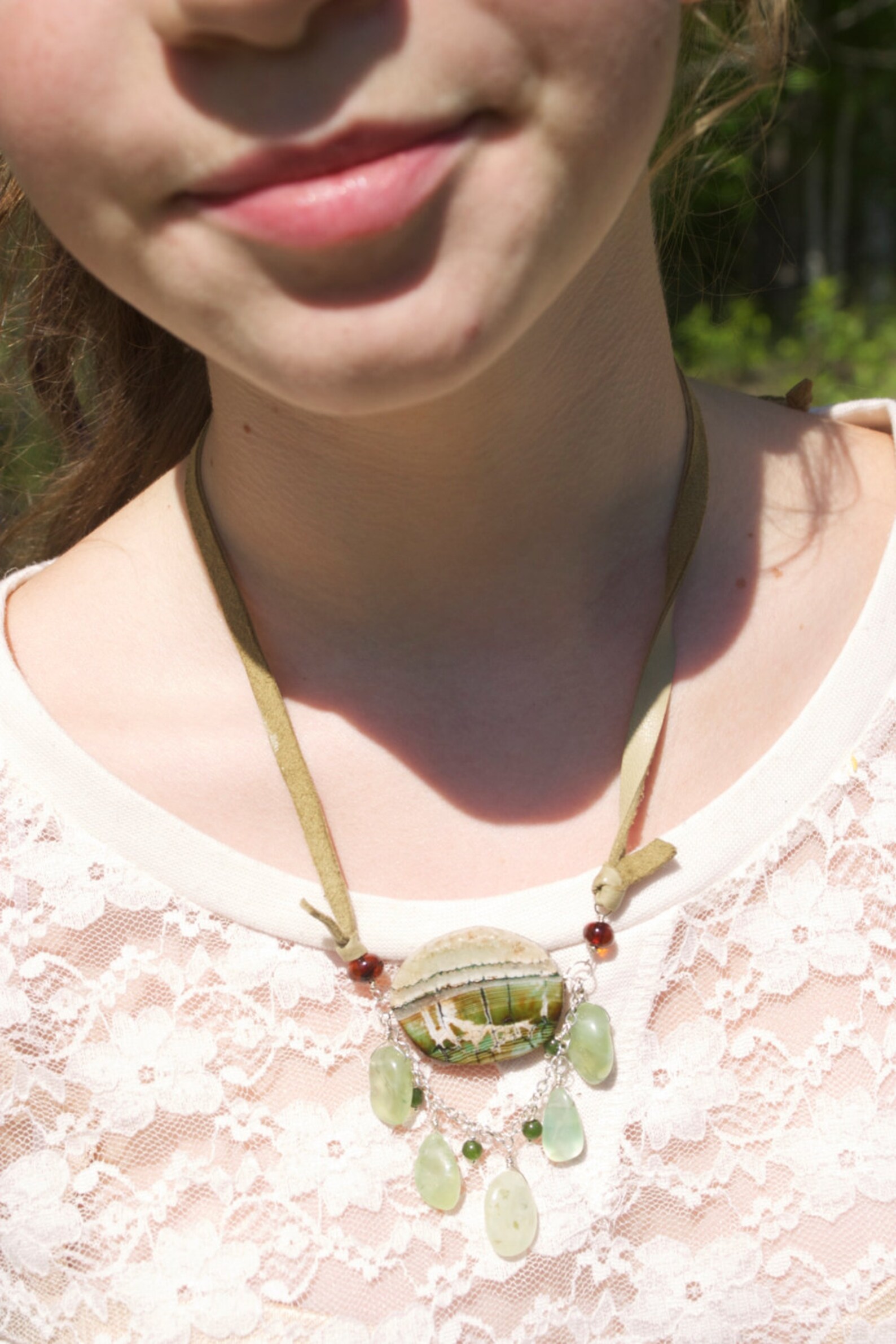 Rainforest Jasper Jade and Prehnite Necklace. Sterling - Etsy