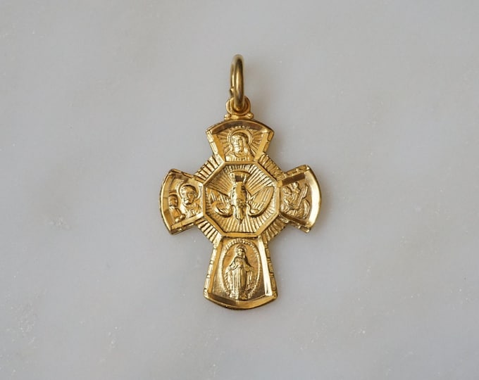 Gold Four Way Cross / Mid Century Estate C1960 Gold Vermeil CHAPEL ...