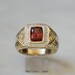 Men's Garnet Ring / Men's 10K Gold Hand Engraved 1.86TCW Cushion Cut ...