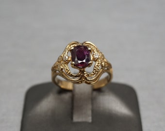 Vintage Estate C1970 10K Gold Filigree 1.46TCW Oval Ruby Solitaire ...
