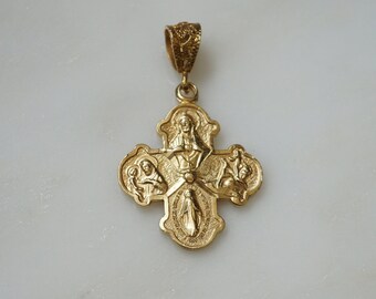 Gold Four Way Cross / Mid Century Estate C1960 Gold Vermeil REGINA ...