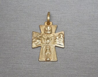 Gold Four Way Cross / Mid Century Estate C1960 Gold Vermeil REGINA ...