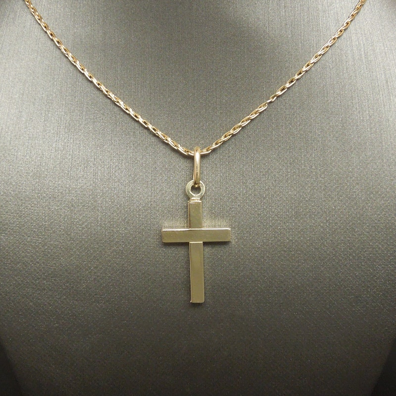 14k Gold Cross Necklace - Etsy