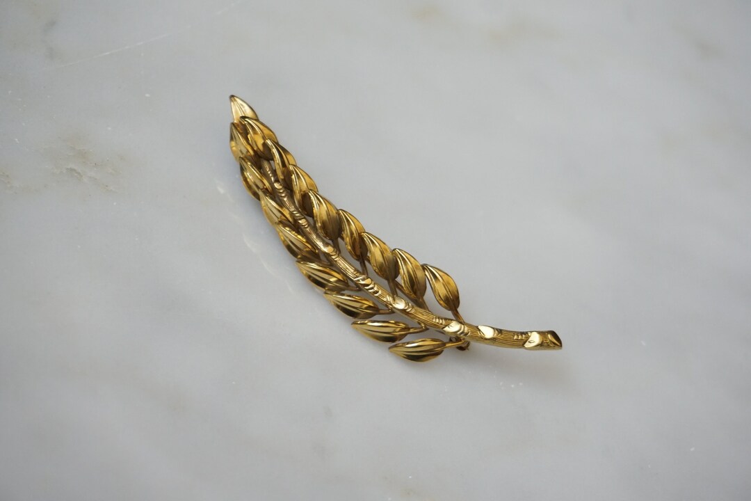 Vintage Quill Pin / Mid Century Estate C1960 Gold Vermeil Sterling ...