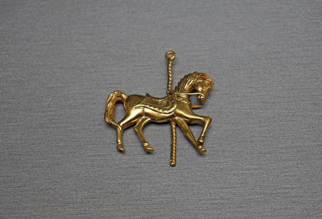 Carousel Horse Pin / Vintage Estate Circa 1970 Gold Vermeil Sterling ...