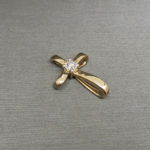 Unisex Vintage Estate 925 Gold Vermeil Diamond Solitaire Small Petite ...