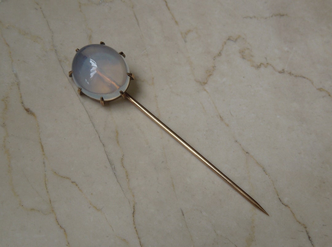 Antique Moonstone Stick Pin / Victorian Estate Circa 1880 10K Gold ...