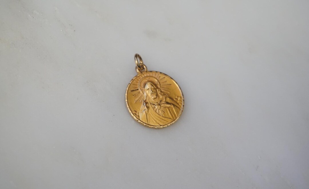 Antique 10K Gold Religious Medal / Antique Estate C1940 10K Solid Gold ...