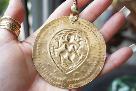 Massive Gold Shiva Medallion / Antique Estate C1930 G… - Gem