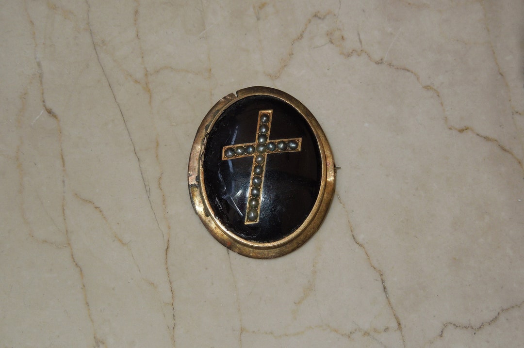 Victorian Mourning Cross Pin / Antique Victorian Estate Circa 1880 14K ...