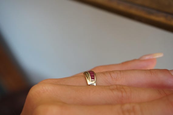 14K Channel Ruby Baguette Ring / Vintage Estate C1970… - Gem