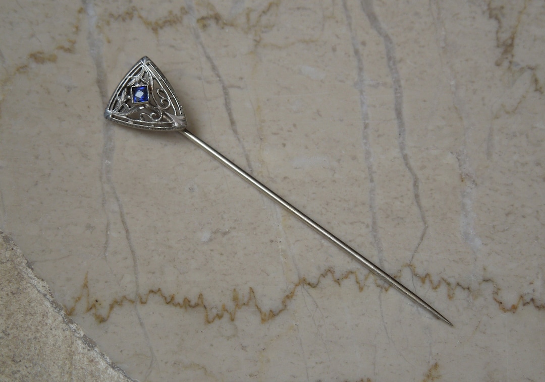 Art Deco Stick Pin / Art Deco Estate Circa 1910 14K White Gold ...
