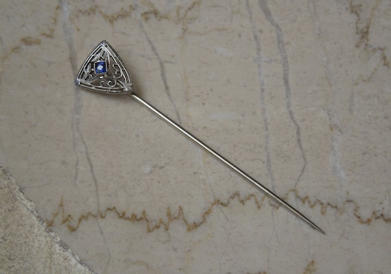 Art Deco Stick Pin / Art Deco Estate Circa 1910 14K White Gold - Etsy