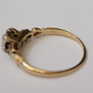 Diamond & Sapphire Ring / Antique Estate C1930 14K Gold 0.07TCW Round ...