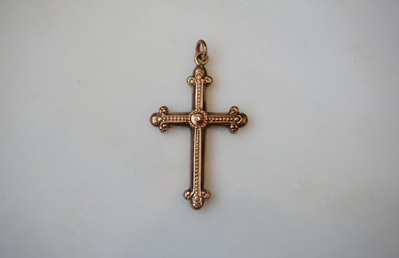 Antique Gold Filled Cross / Antique Estate C1870 Gold… - Gem