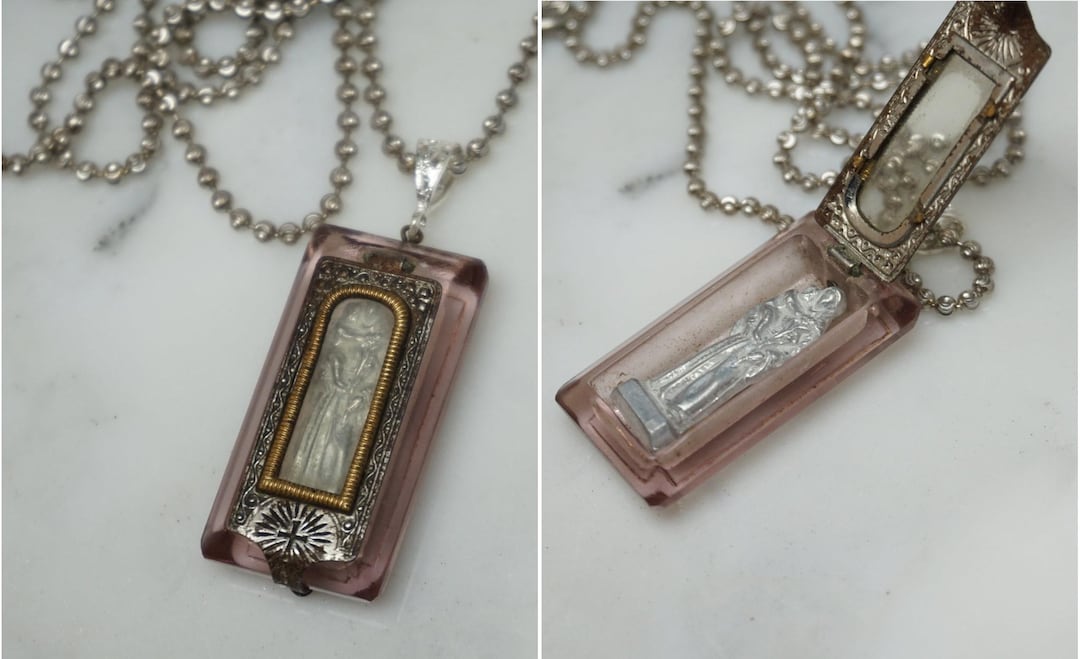 St. Anthony Sarcophagus Coffin Locket Necklace / Antique Estate C1920 ...