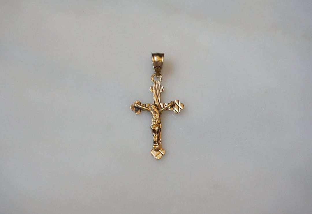 Vintage Small Gold Crucifix / Mid Century Estate C1960 10K Gold True ...
