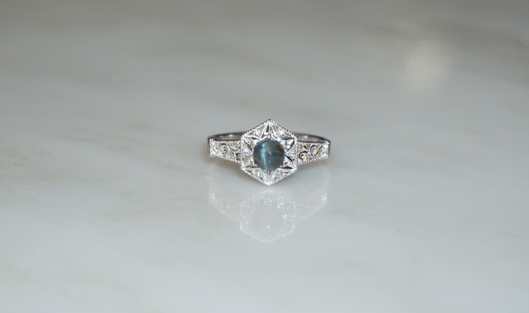 Alexandrite Hexagon Ring / Vintage Estate Sterling Silver 0.66ct Cats ...