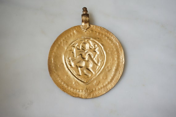 Massive Gold Shiva Medallion / Antique Estate C1930 G… - Gem