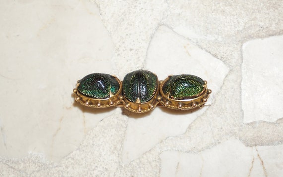 Antique Scarab Bar Pin / Antique Victorian Estate C18… - Gem