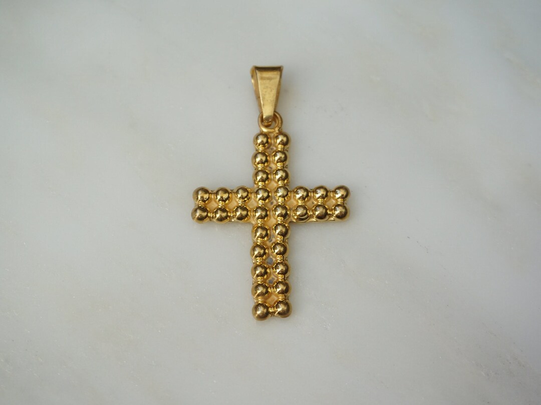 Gold Ball Cross / Unisex Men's Vintage Mid Century Estate C1960 Gold ...