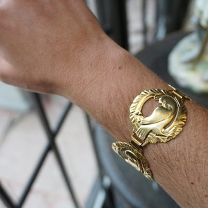 Dove Eternity Bracelet / Antique Estate C1940 Gold Vermeil Sterling ...