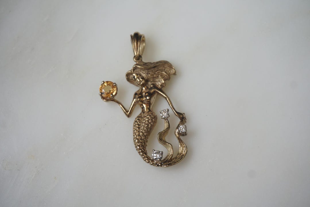 14K Gold Mermaid / Vintage Estate C1970 14K Solid Gold 1.25TCW Golden ...