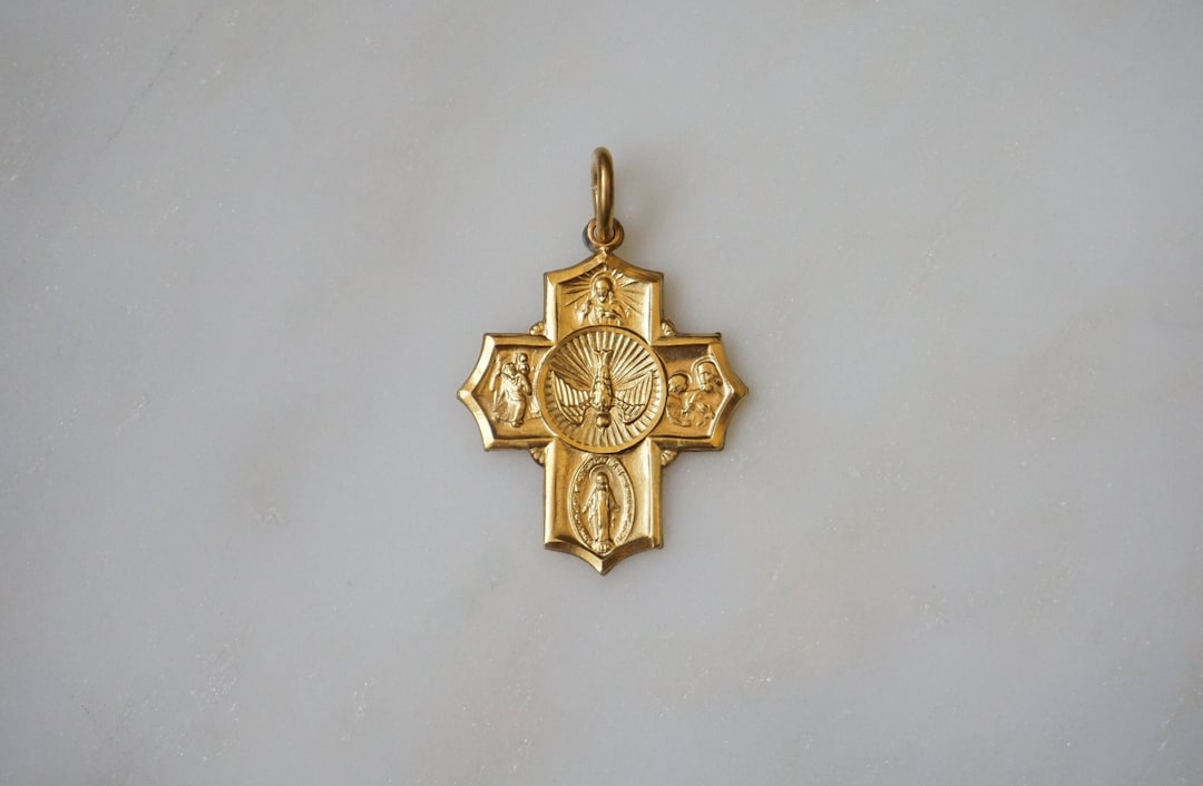 Gold Four Way Cross / Mid Century Estate C1960 Gold Vermeil REGINA ...