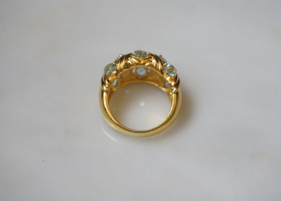 Blue Topaz Dome Ring / Vintage Estate Gold Vermeil St… - Gem