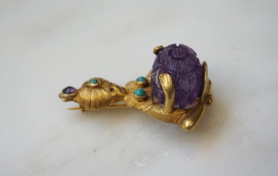 Vintage Genie Pin / Vintage Estate C1950 Gold Vermeil… - Gem