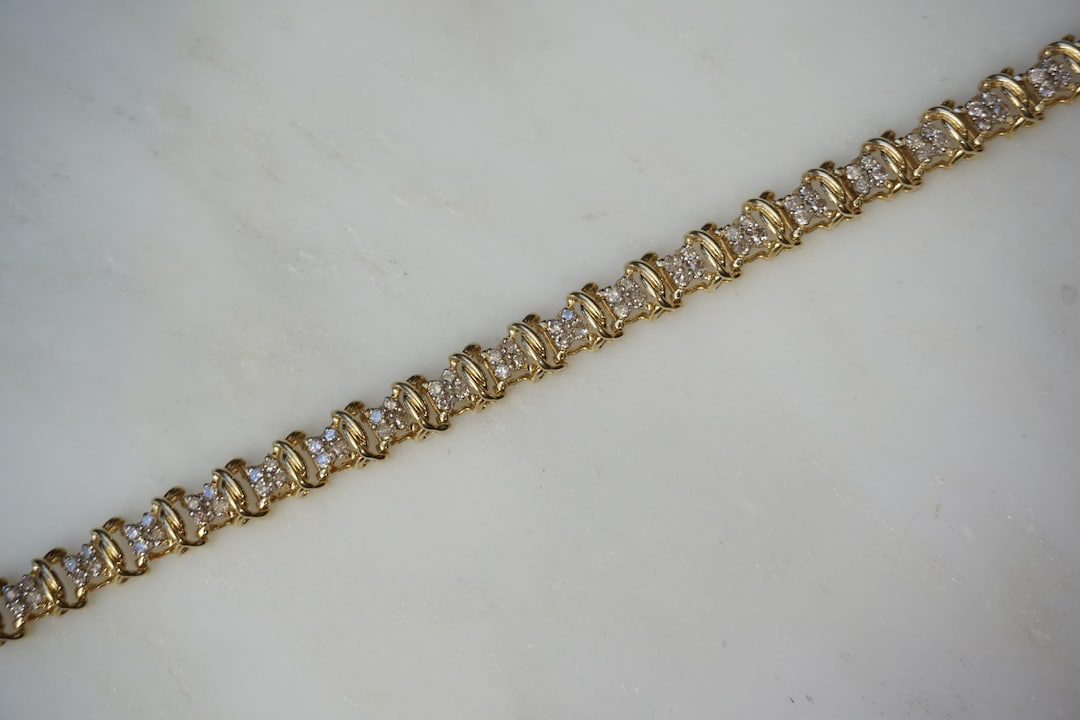 10K Gold Diamond Bracelet / Vintage Estate 10K Gold 2.50TCW Brilliant ...