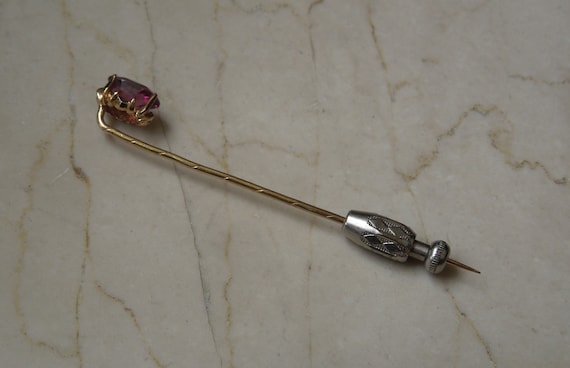 Antique Ruby Stick Pin / Antique Estate 14K Gold 2 ca… - Gem