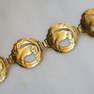 Dove Eternity Bracelet / Antique Estate C1940 Gold Vermeil Sterling ...