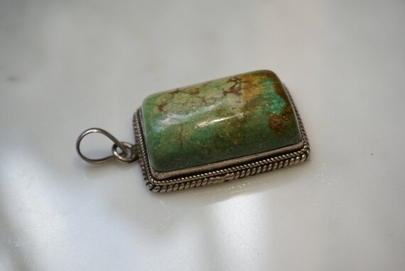 Vintage Turquoise Pendant / Vintage Estate 1970 Sterl… - Gem