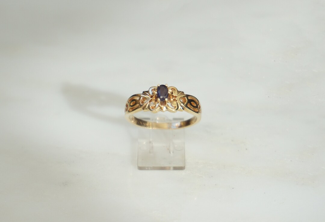 14K Gold Alexandrite Ring / Vintage Estate C1950 14K Gold Filigree 0.50 ...