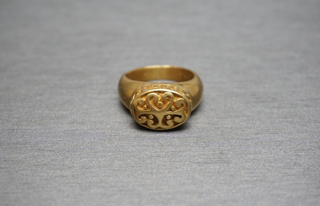 Men's Roman Signet Ring / Unisex Vintage Estate C1970 Gold Vermeil ...