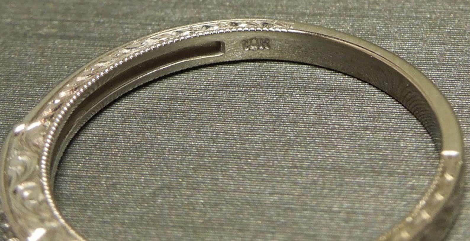 Vintage Estate C1970 10K White Gold Etched Engraved 0.25TCW E F VS SI ...