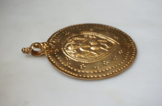 Massive Gold Shiva Medallion / Antique Estate C1930 G… - Gem