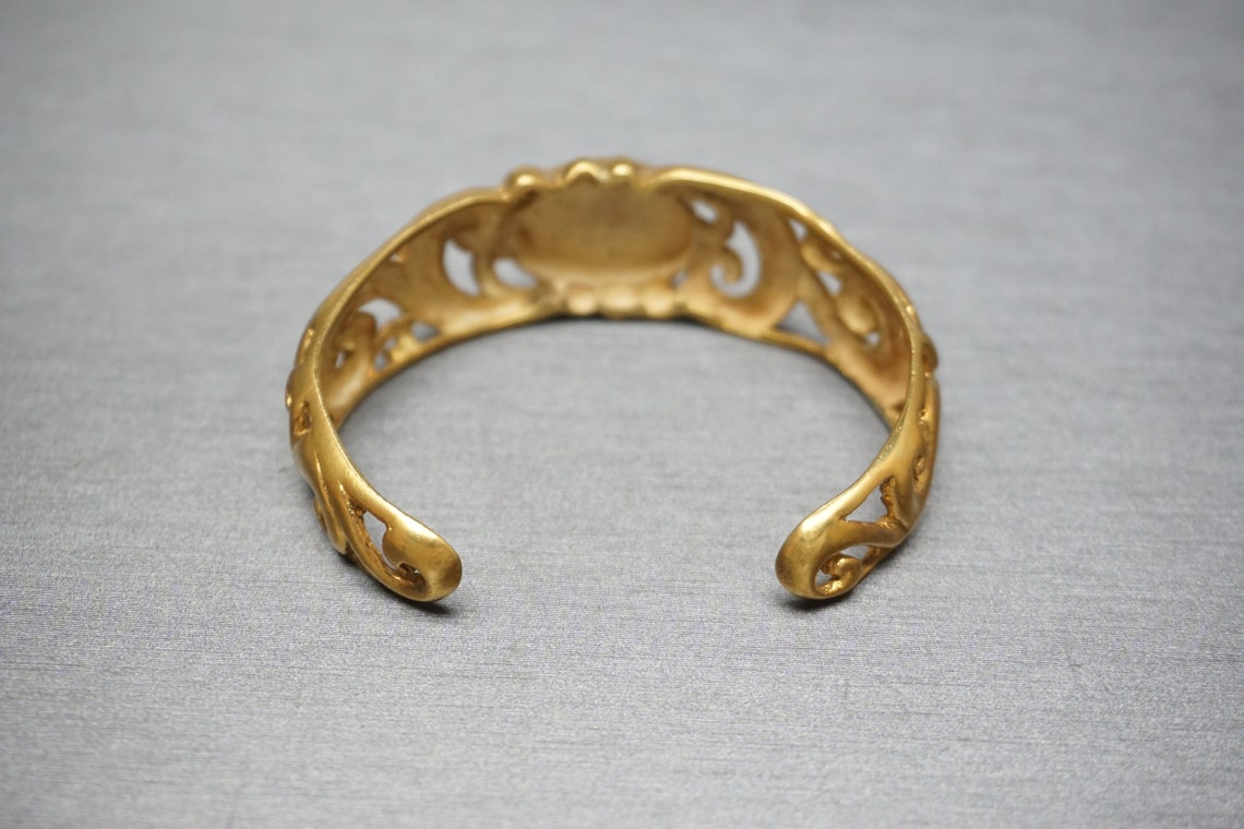 Gold Palm Tree Cuff Bracelet / Vintage Estate Vermeil Sterling Silver ...